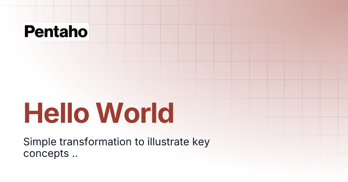 Hello World | Pentaho Academy